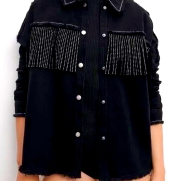 Zara | Jackets & Coats | Zara Fringe Jacket Bedazzled | Poshmark